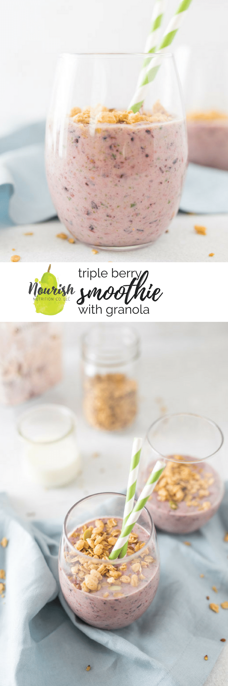 Berry Granola Smoothie - Nourish Nutrition Blog