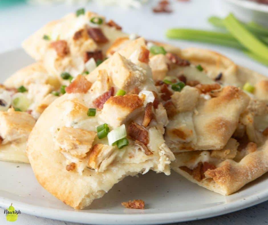 Chicken Bacon Ranch Flatbread (for one) - Nourish Nutrition Blog
