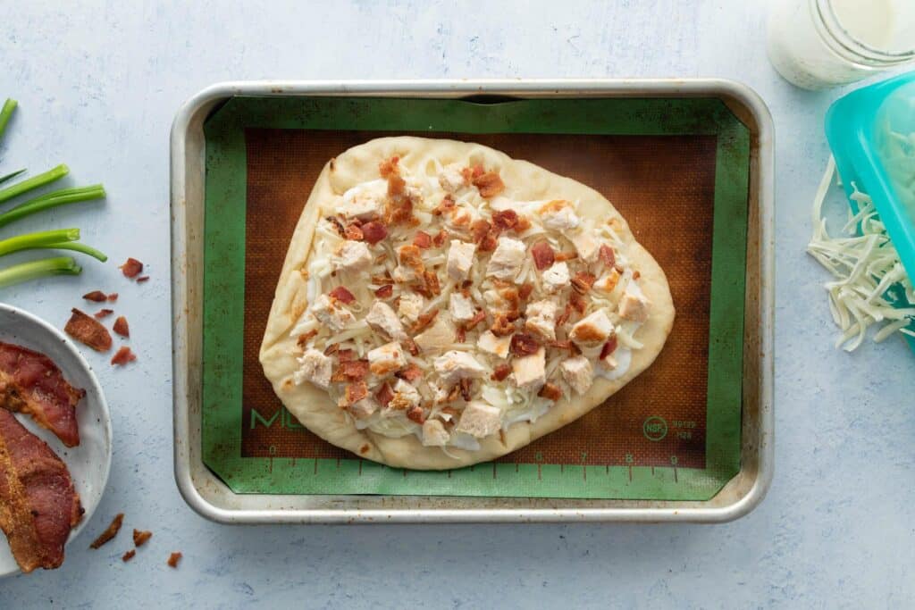 Chicken Bacon Ranch Flatbread (for one) - Nourish Nutrition Blog