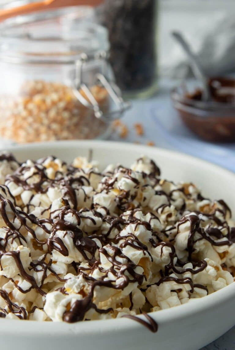 Chocolate Covered Popcorn (5 minutes) - Nourish Nutrition Blog